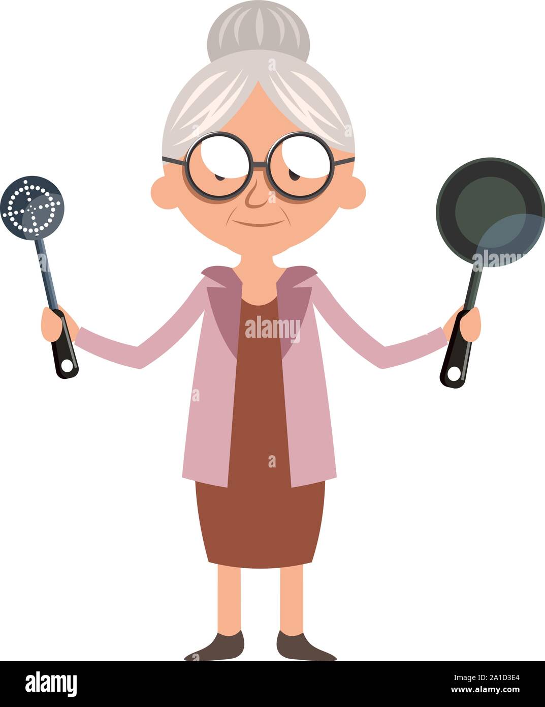 Old lady cooking illustration hi-res stock photography and images - Alamy