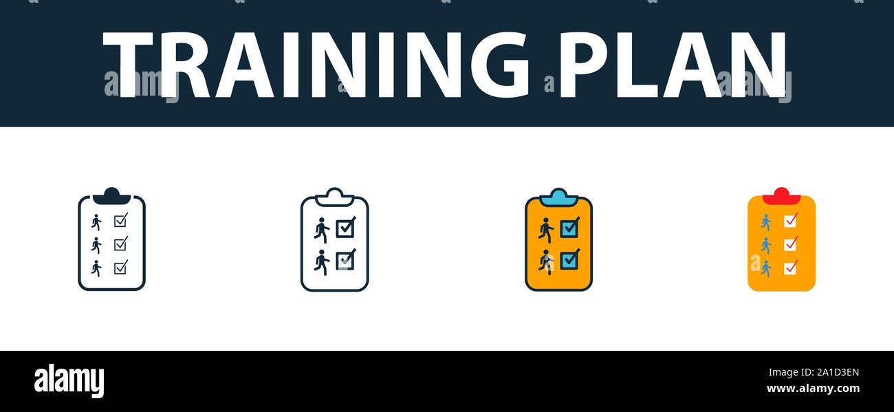 Training Plan icon set. Premium symbol in different styles from fitness ...