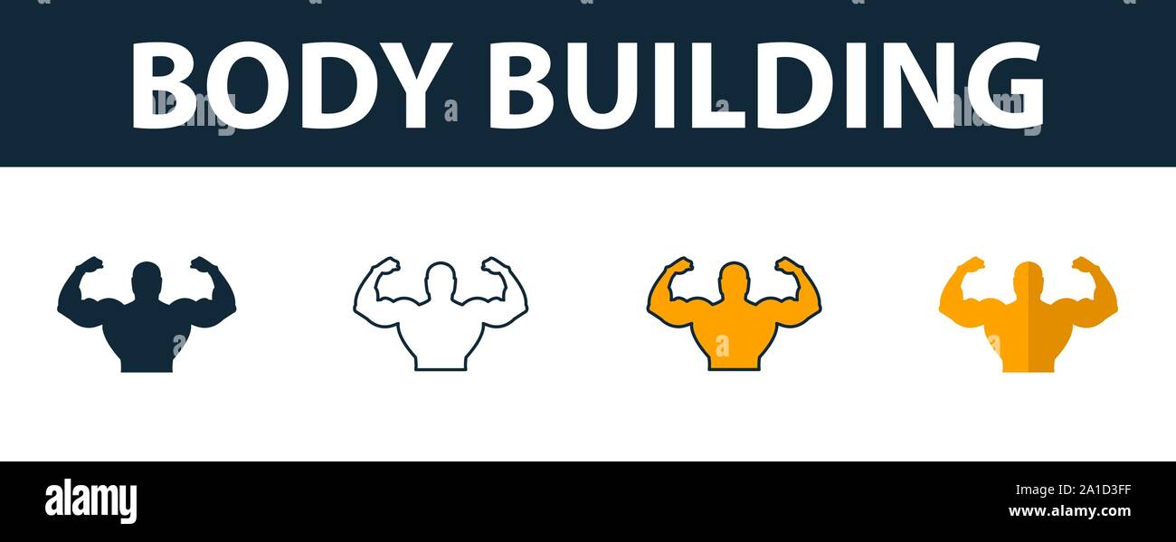 Body Building icon set. Premium symbol in different styles from fitness ...