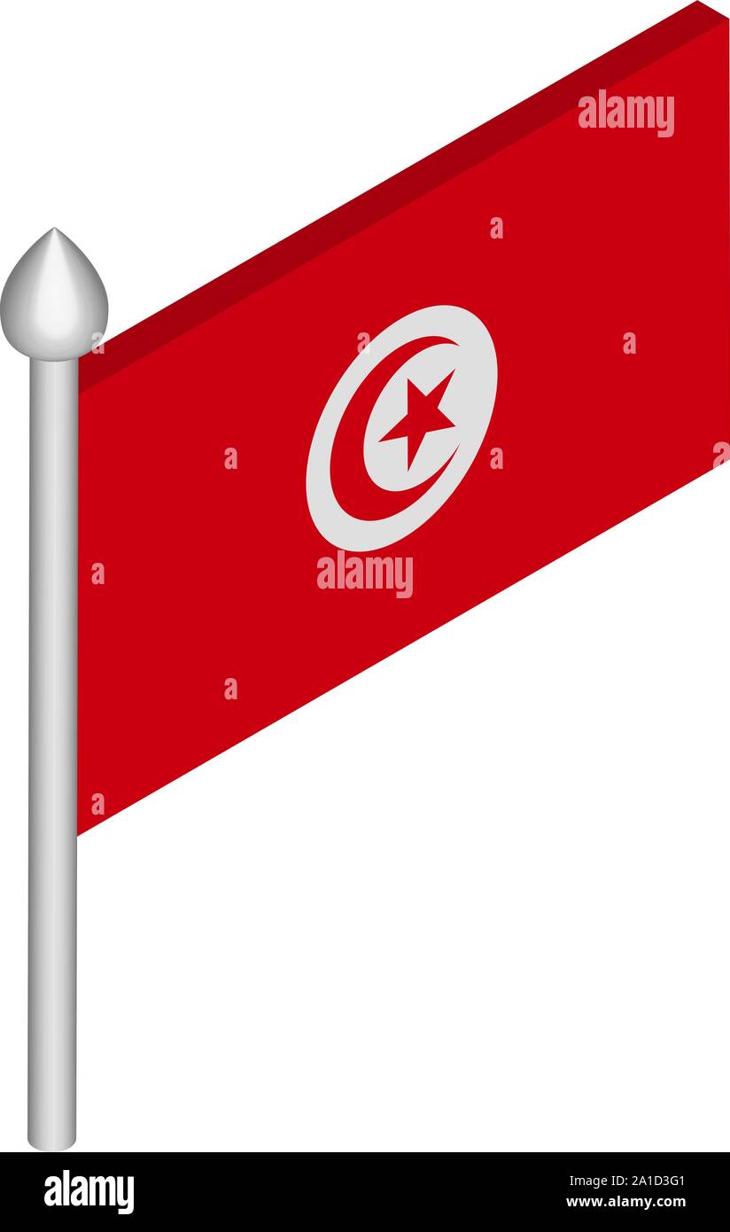 Isometric Illustration of Flagpole with Tunisia Flag Stock Vector Image ...
