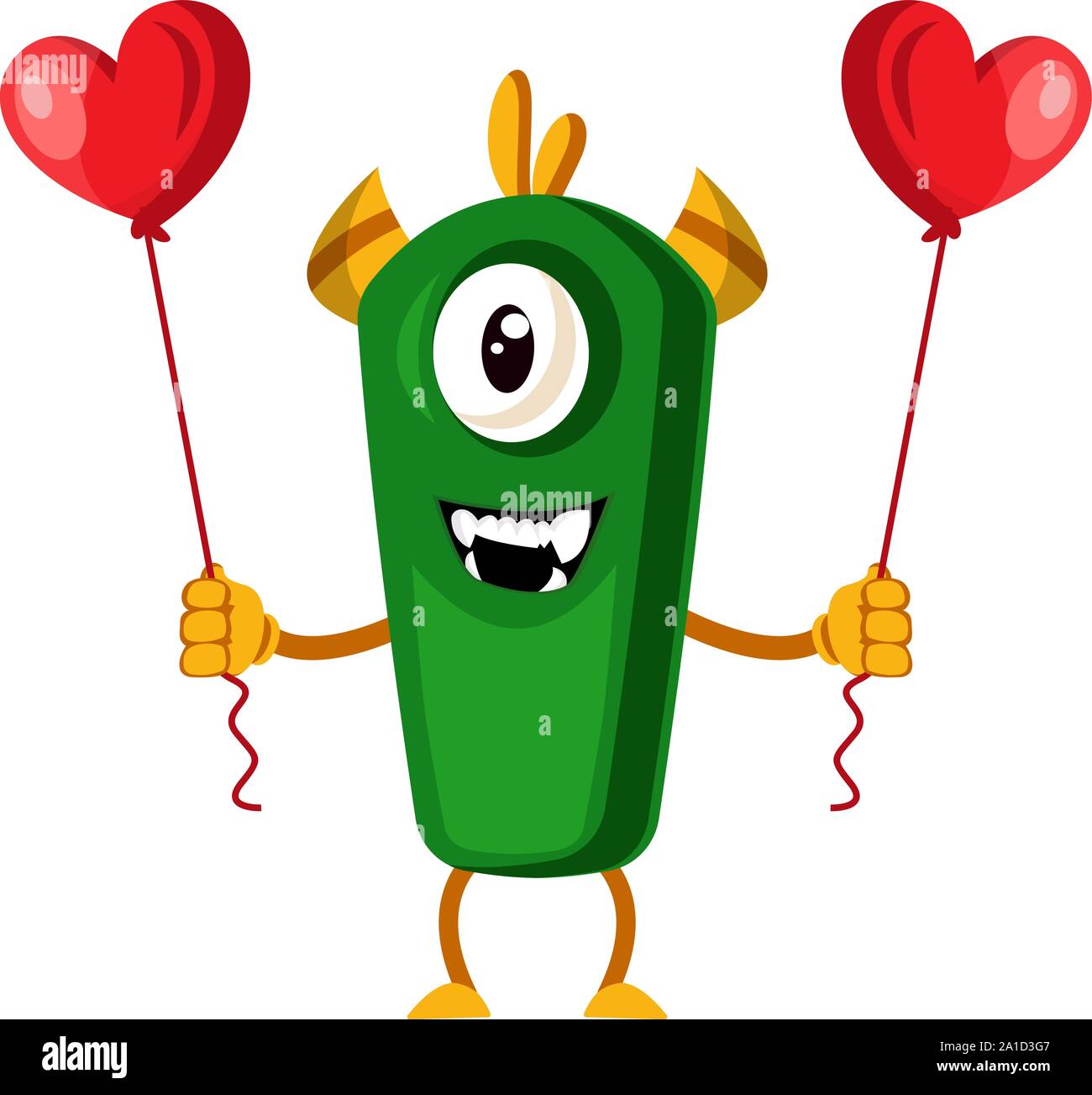 Monster with balloon, illustration, vector on white background Stock ...