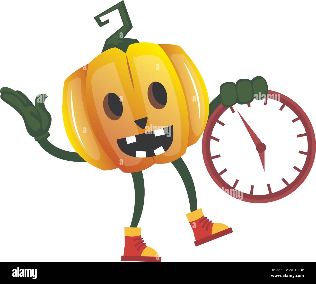 Pumpkin with clock, illustration, vector on white background Stock ...