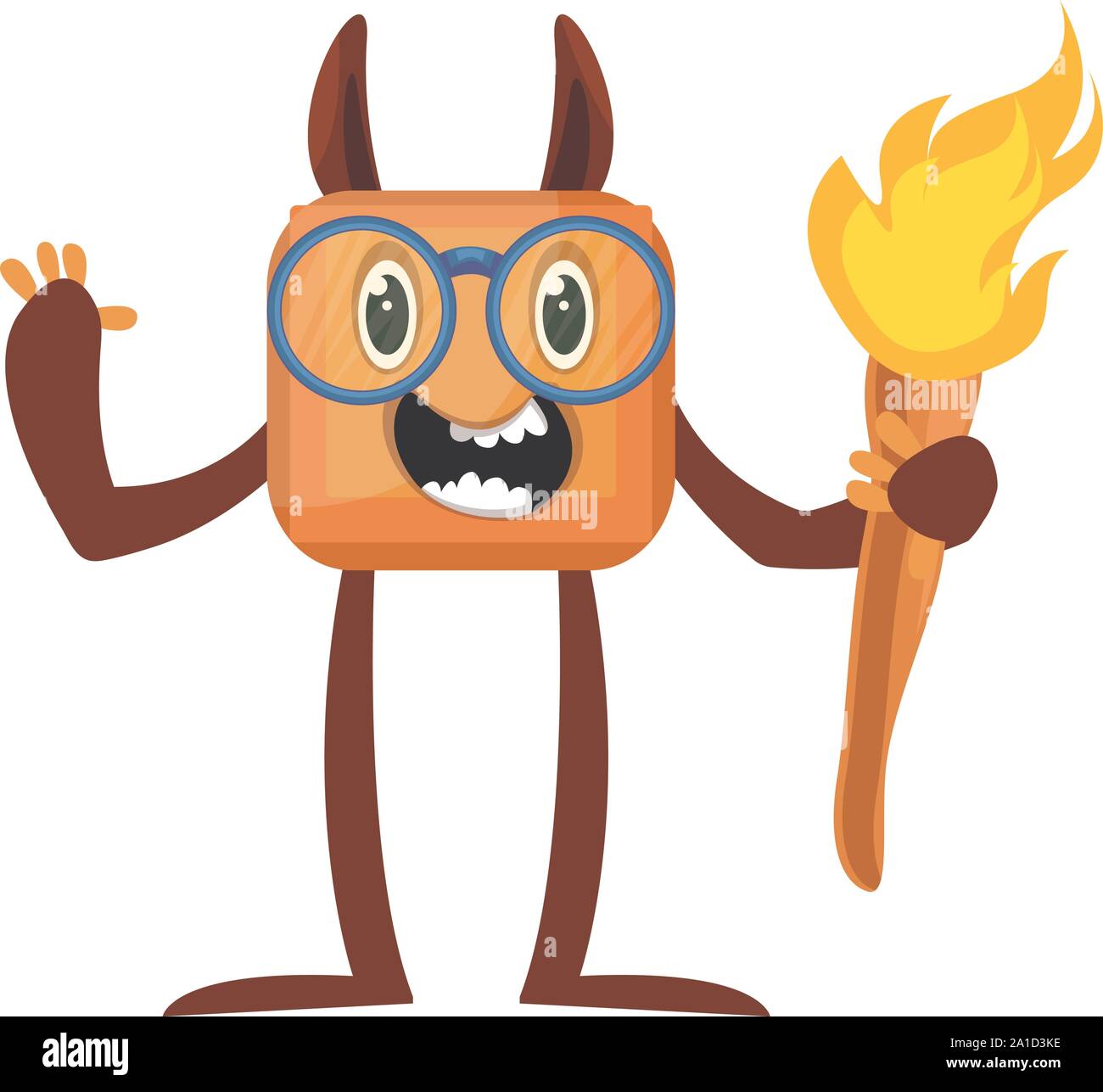Monster with torch, illustration, vector on white background Stock ...