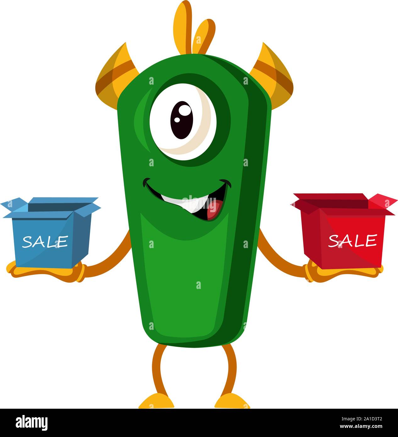 Monster with box sales, illustration, vector on white background Stock ...
