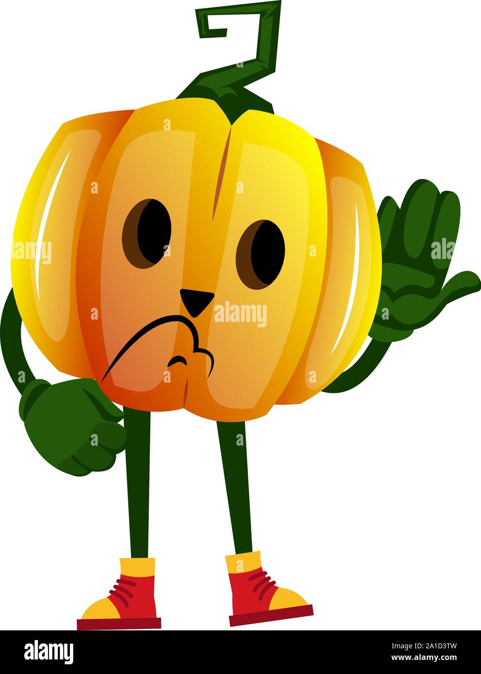 Sad pumpkin, illustration, vector on white background Stock Vector ...