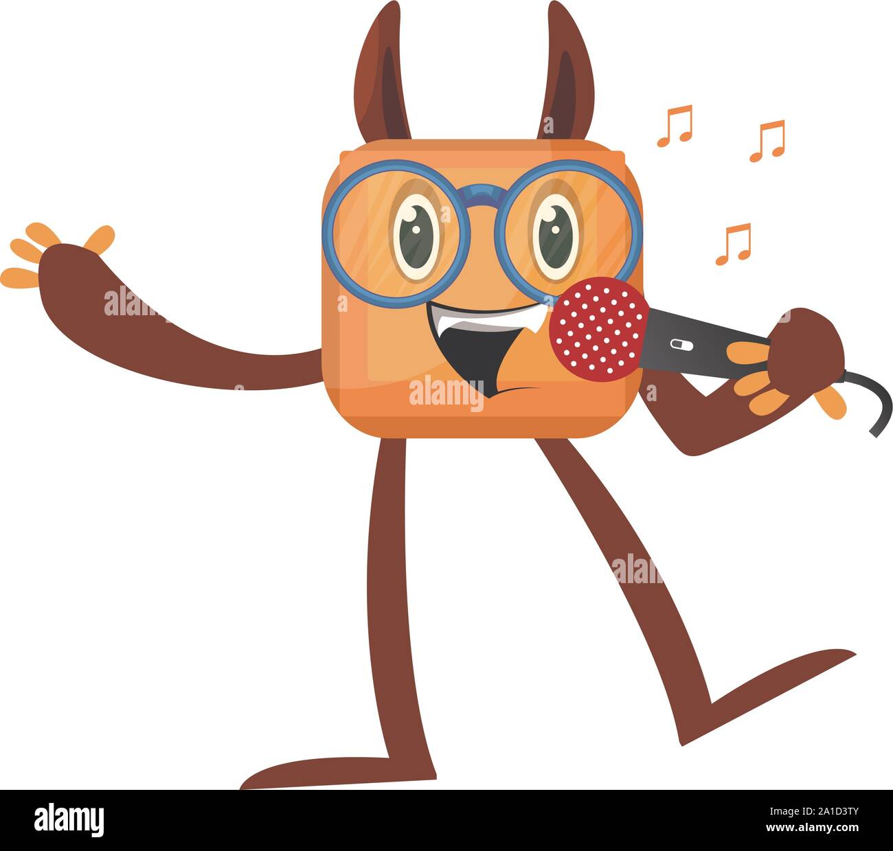 Monster with microphone, illustration, vector on white background Stock ...