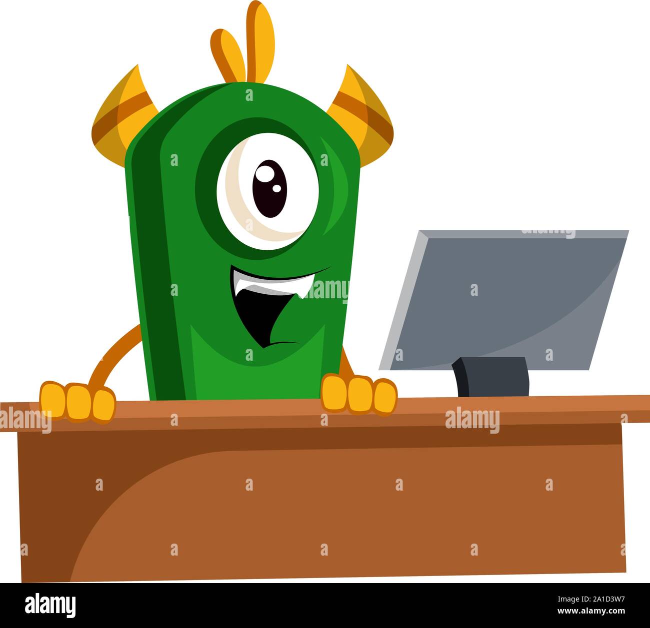 Working monster, illustration, vector on white background Stock Vector ...