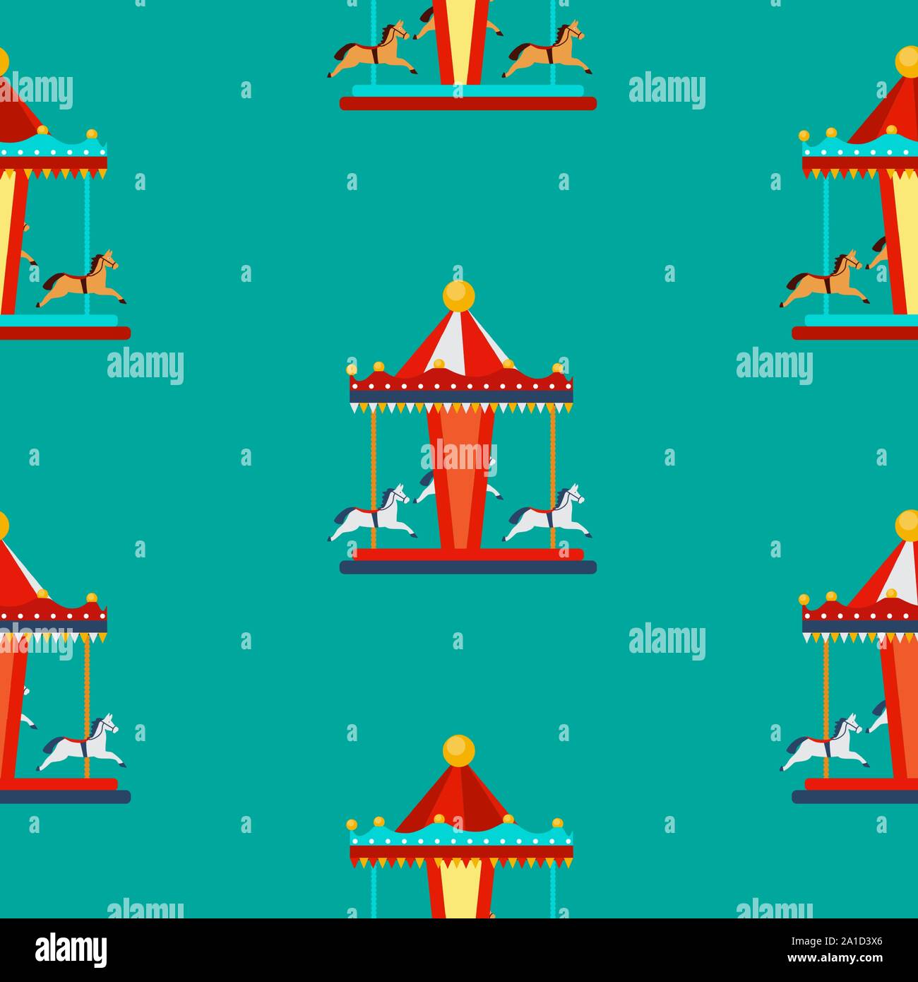 Amusement park element, Carousel with horses. vector Illustration Stock ...