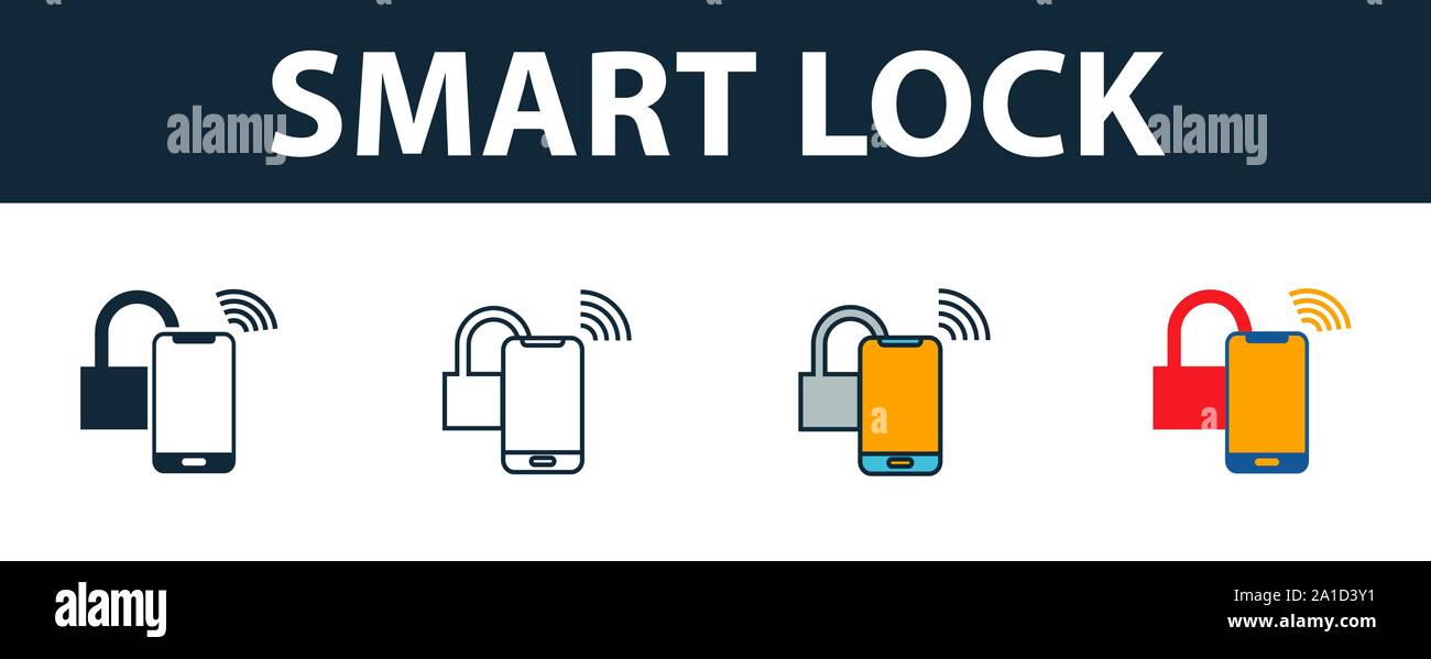 Smart Lock icon set. Premium symbol in different styles from smart ...