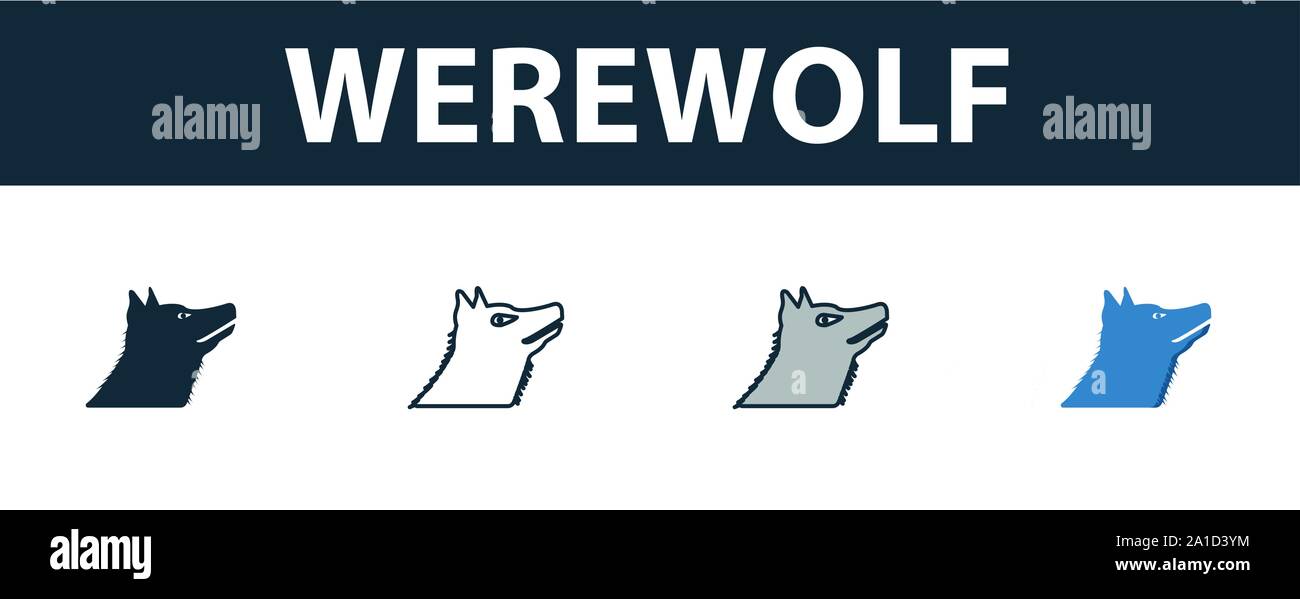 Werewolf icon set. Premium symbol in different styles from halloween ...