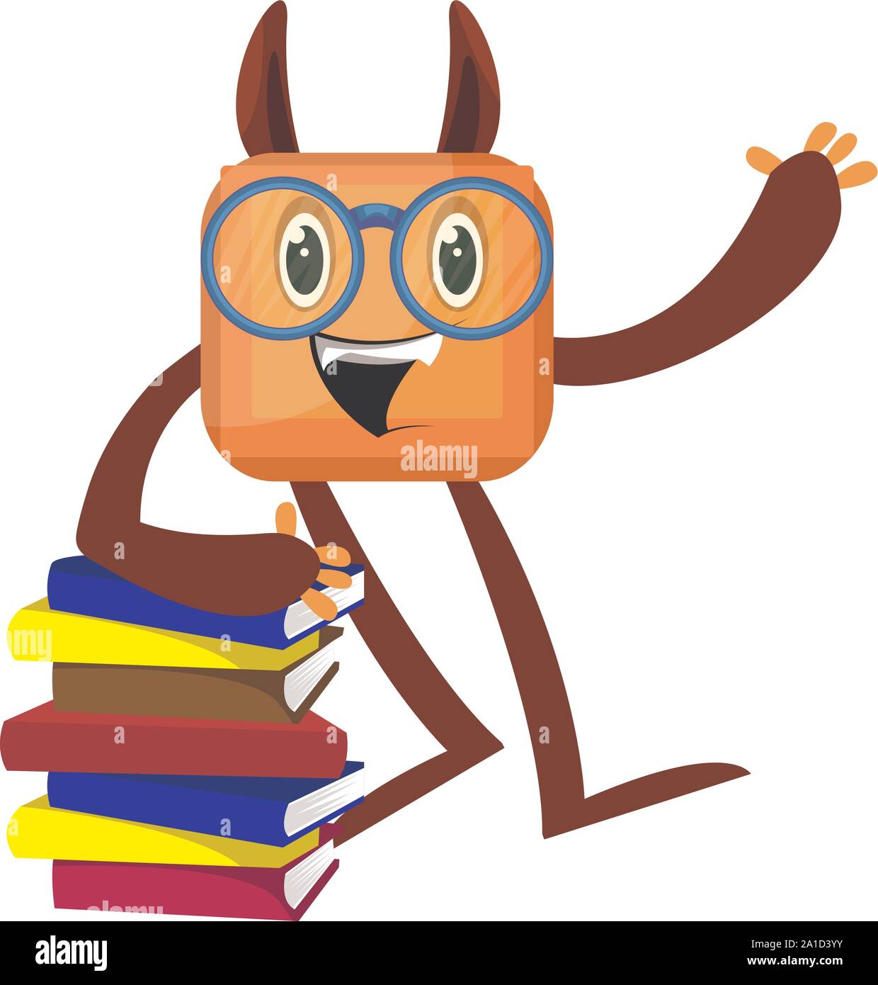 Monster with books, illustration, vector on white background Stock ...