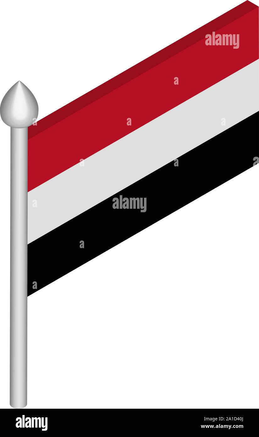 Isometric Illustration of Flagpole with Yemen Flag Stock Vector Image ...