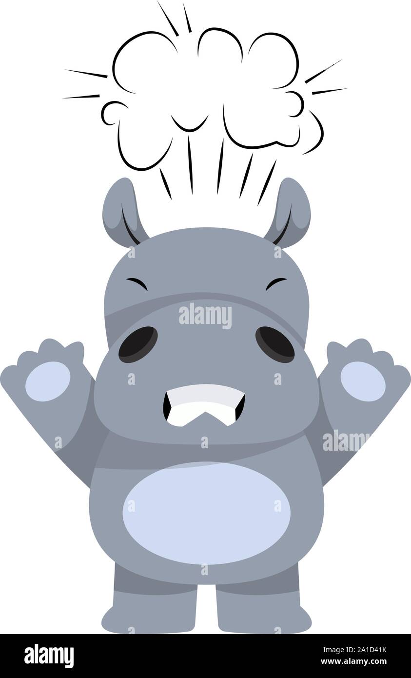 Angry hippo, illustration, vector on white background Stock Vector ...