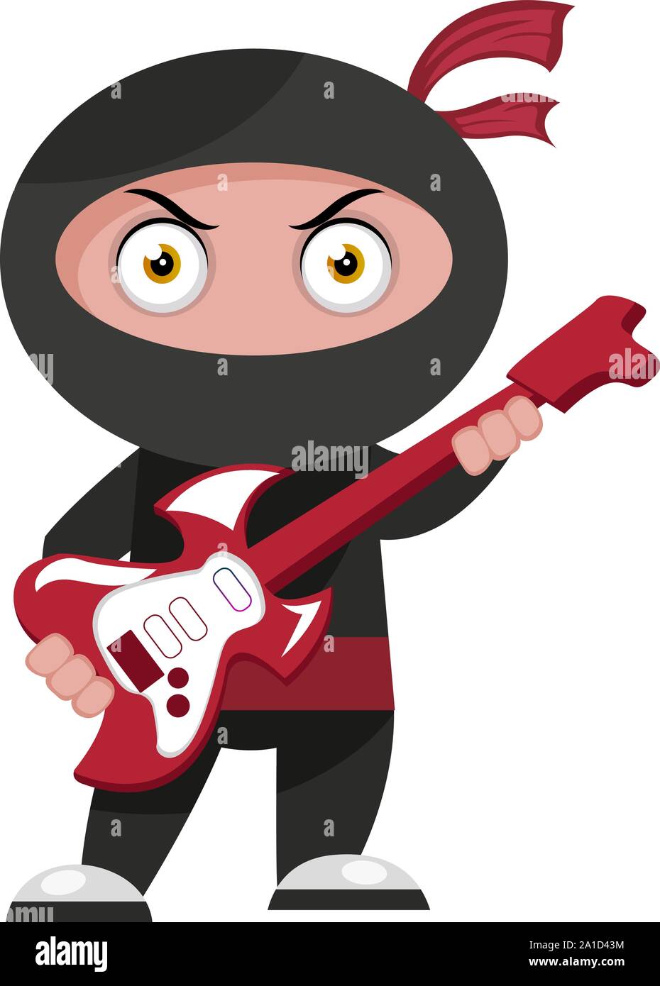 Ninja with guitar, illustration, vector on white background Stock ...