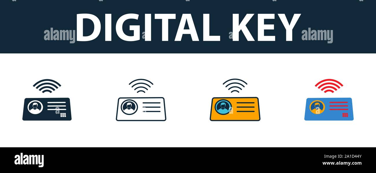 Digital Key icon set. Premium symbol in different styles from smart ...