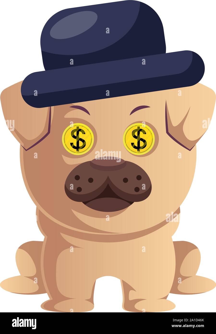 Pug with hat, illustration, vector on white background Stock Vector ...