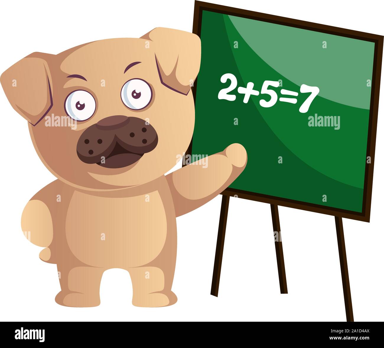 Pug doing math, illustration, vector on white background Stock Vector ...