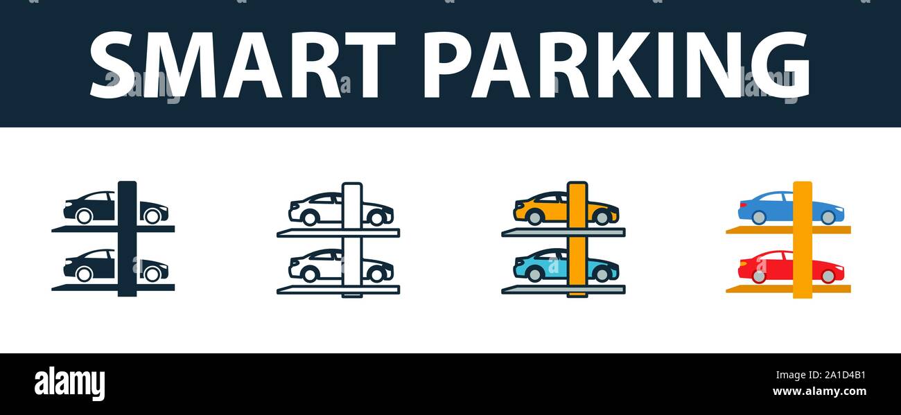 Smart Parking icon set. Premium symbol in different styles from smart ...