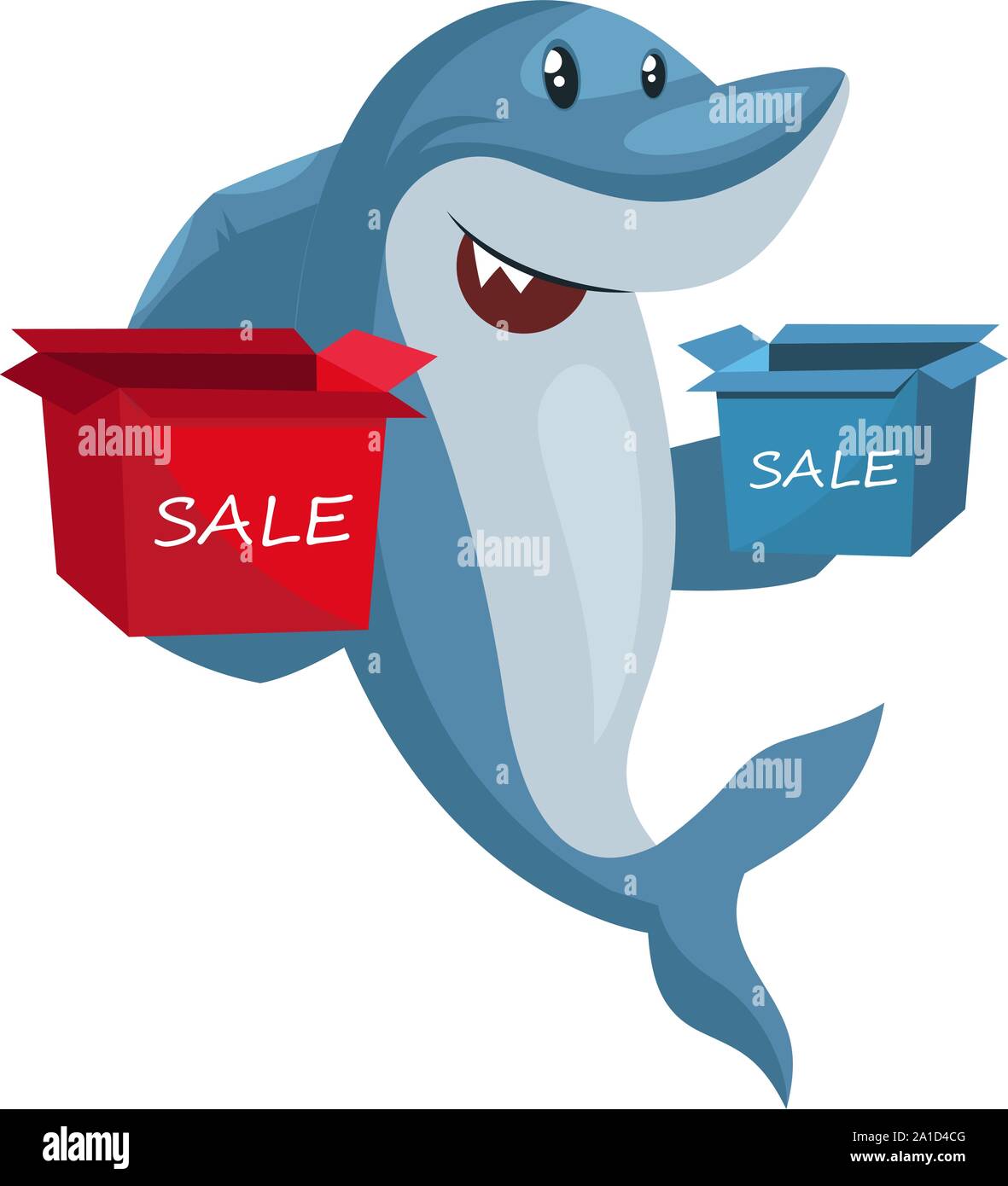 Shark with sale boxes, illustration, vector on white background Stock ...