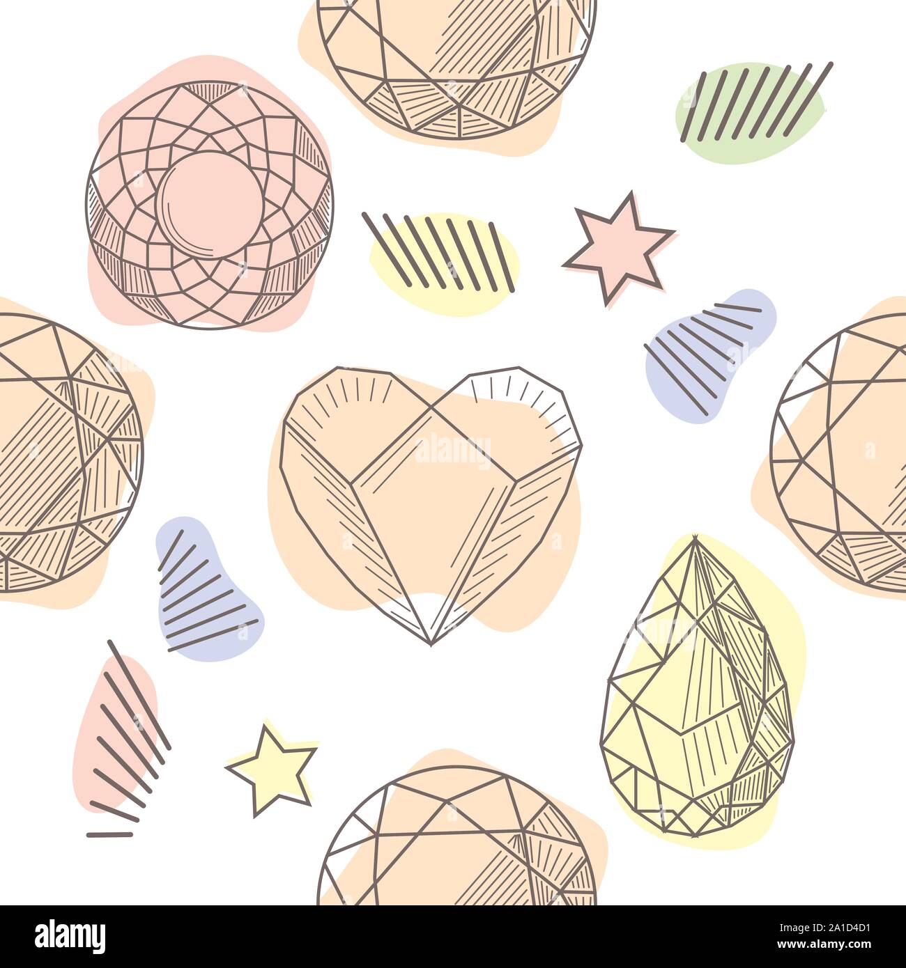 Seamless colorful diamond gemstones background on white. Jewels pattern ...