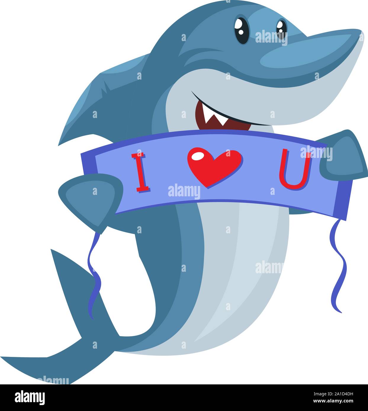 Shark with love sign, illustration, vector on white background Stock ...