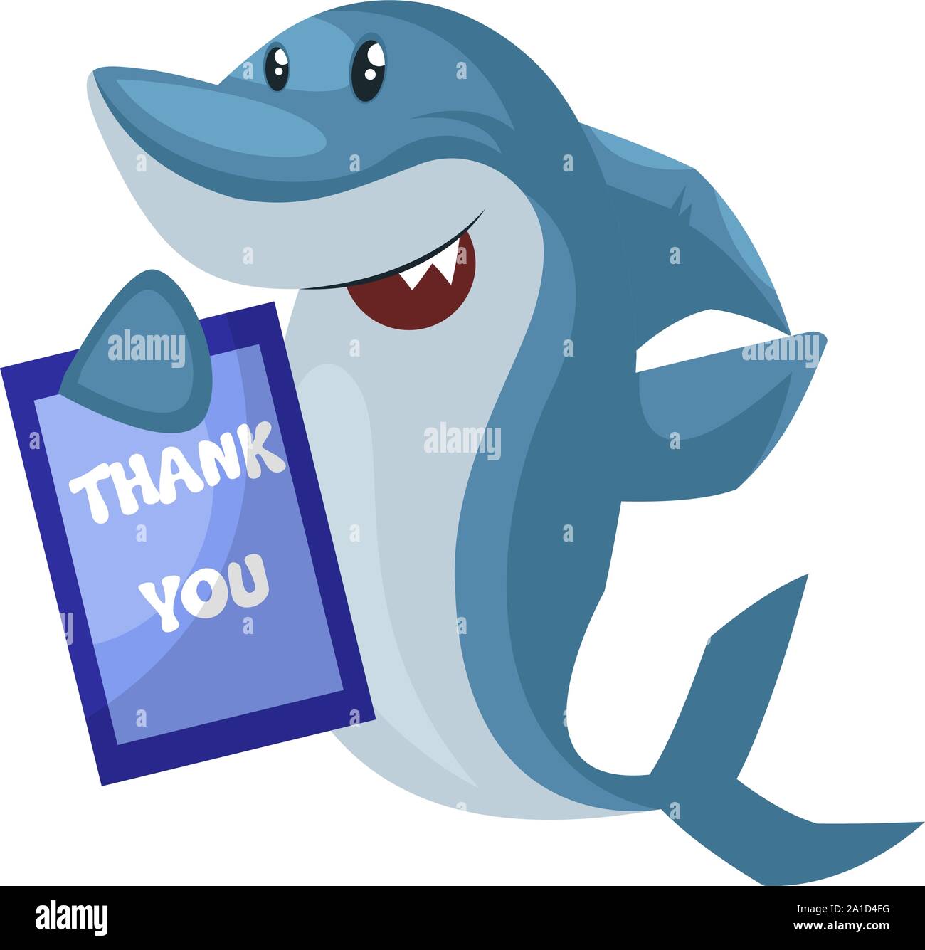 Shark with thank you note, illustration, vector on white background ...