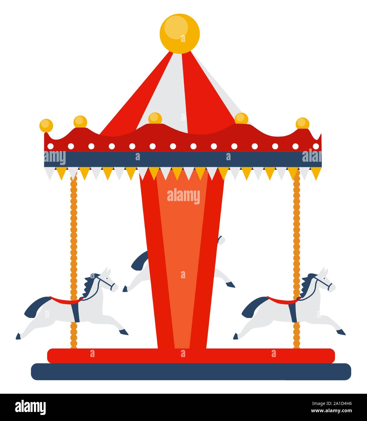 Amusement park element, Carousel with horses. vector Illustration Stock ...