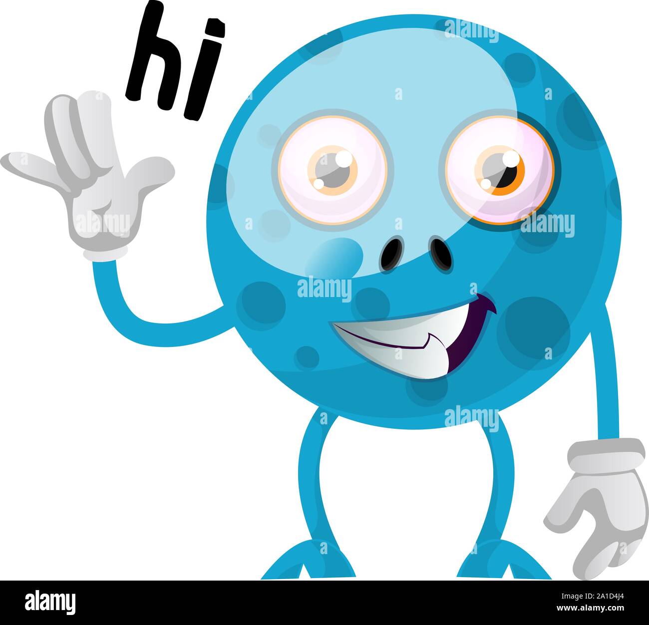 Blue monster saying hi, illustration, vector on white background Stock ...