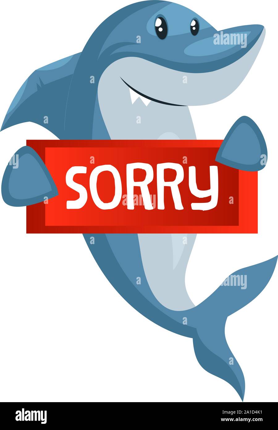 Shark with sorry note, illustration, vector on white background Stock ...
