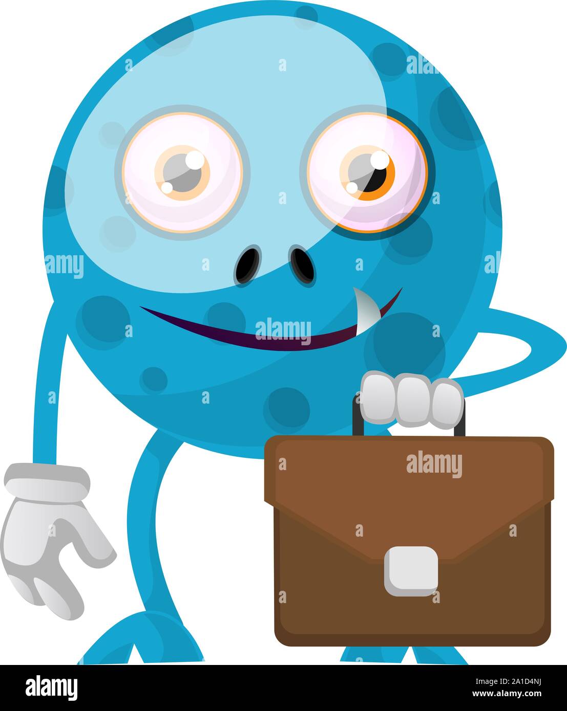 Blue monster with suitcase, illustration, vector on white background ...