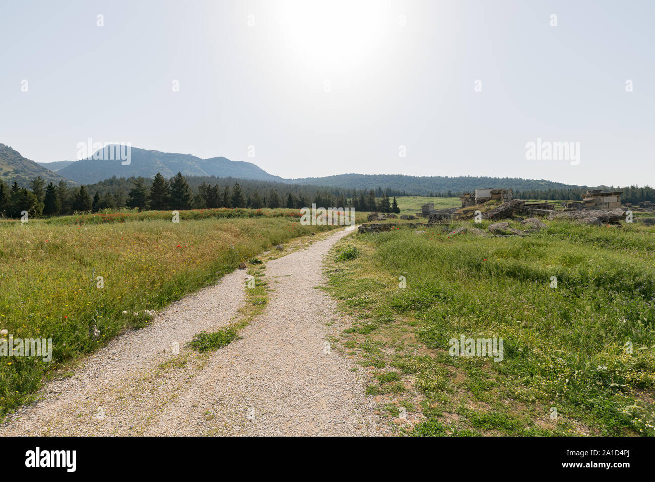 Dirt road going towards ancient necropolis in Pamukkale - Hierapolis ...