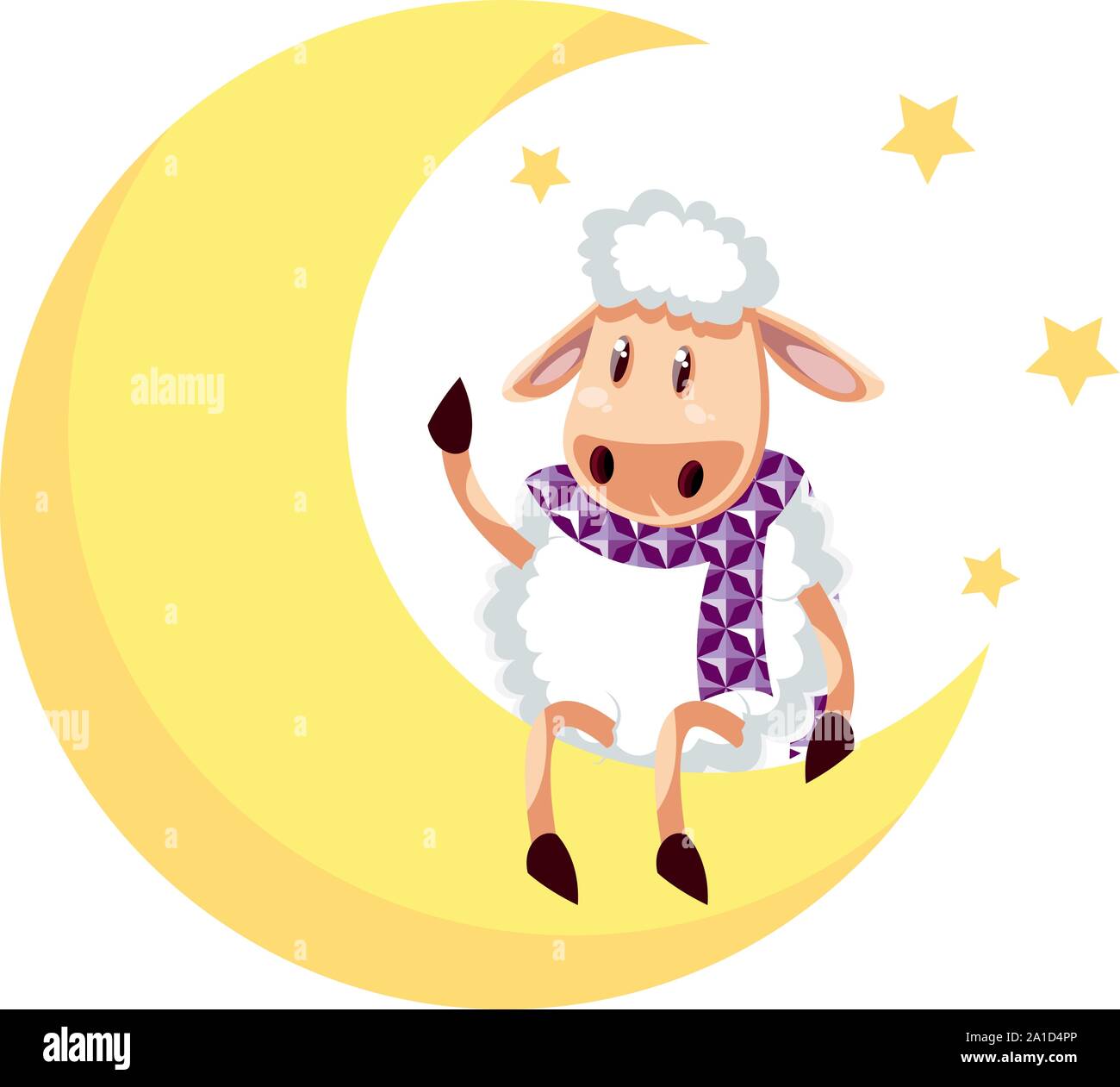 Sheep on moon, illustration, vector on white background Stock Vector ...