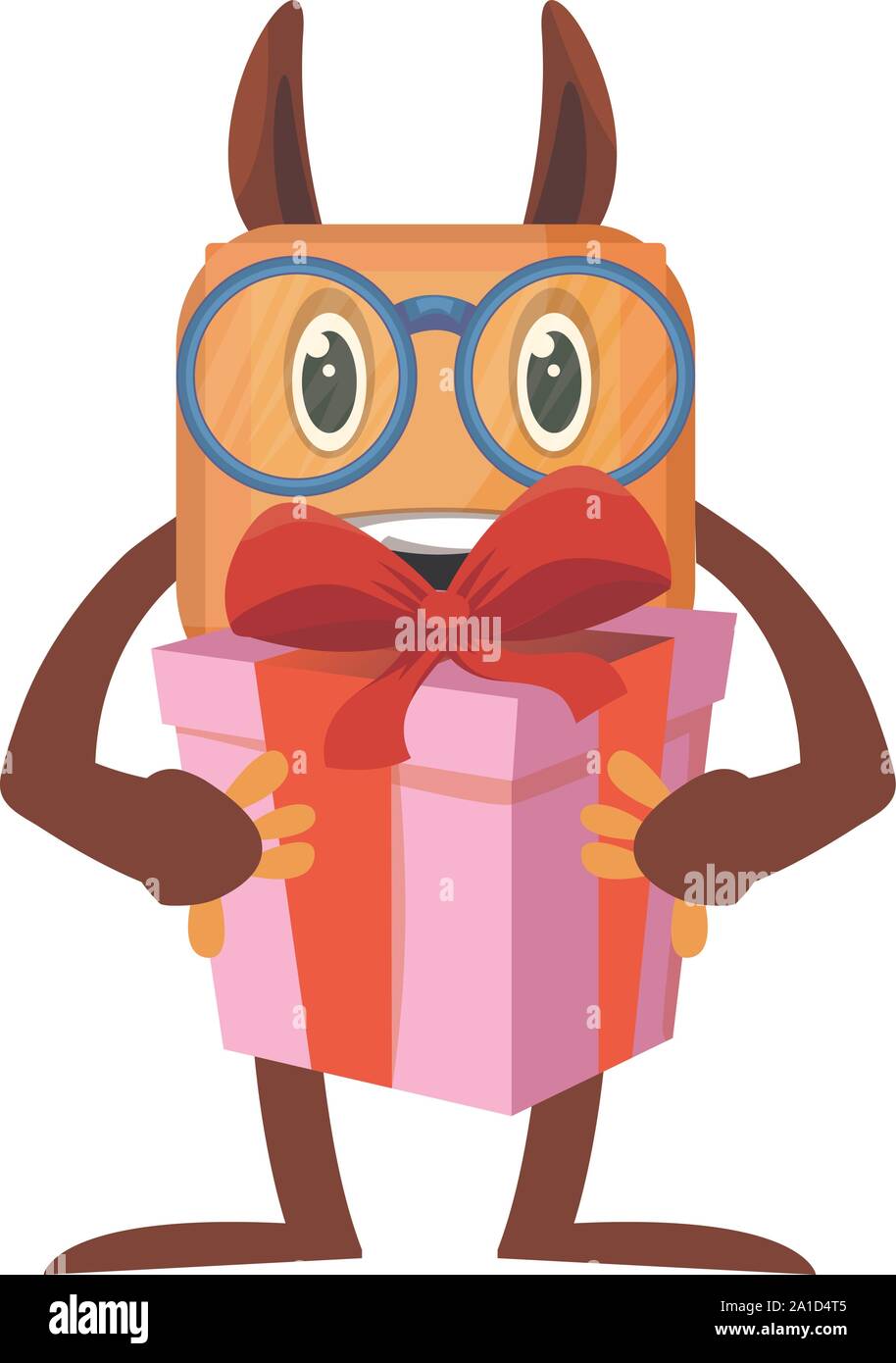 Monster with birthday present, illustration, vector on white background ...
