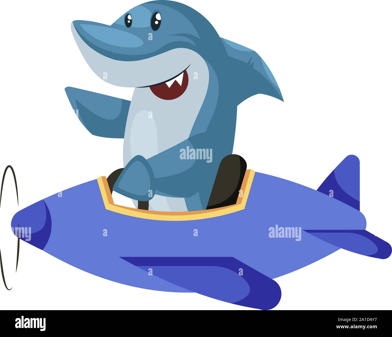 Shark ridding plane, illustration, vector on white background Stock ...