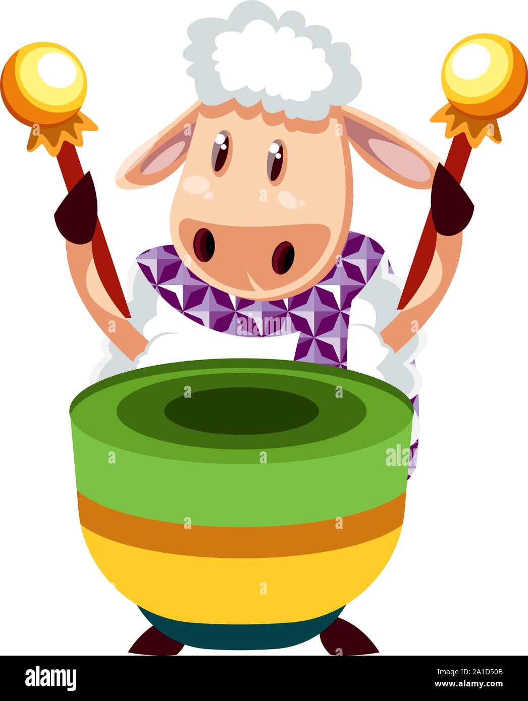 Sheep with drums, illustration, vector on white background Stock Vector ...