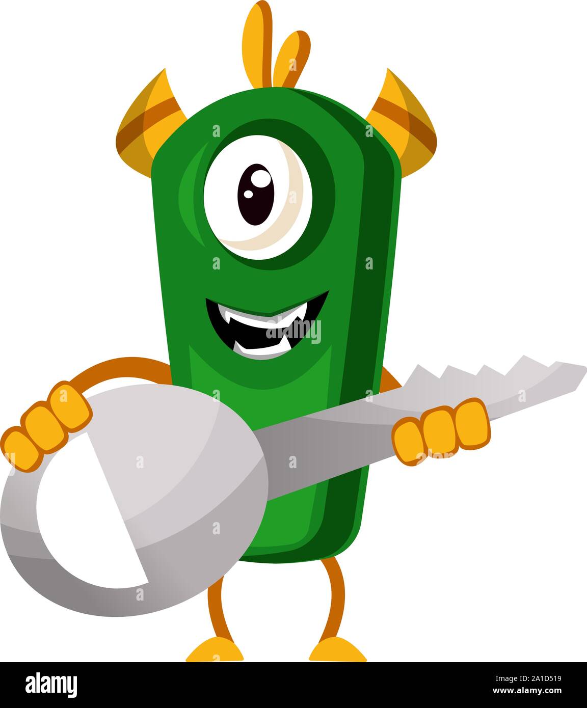 Monster with big key, illustration, vector on white background Stock ...