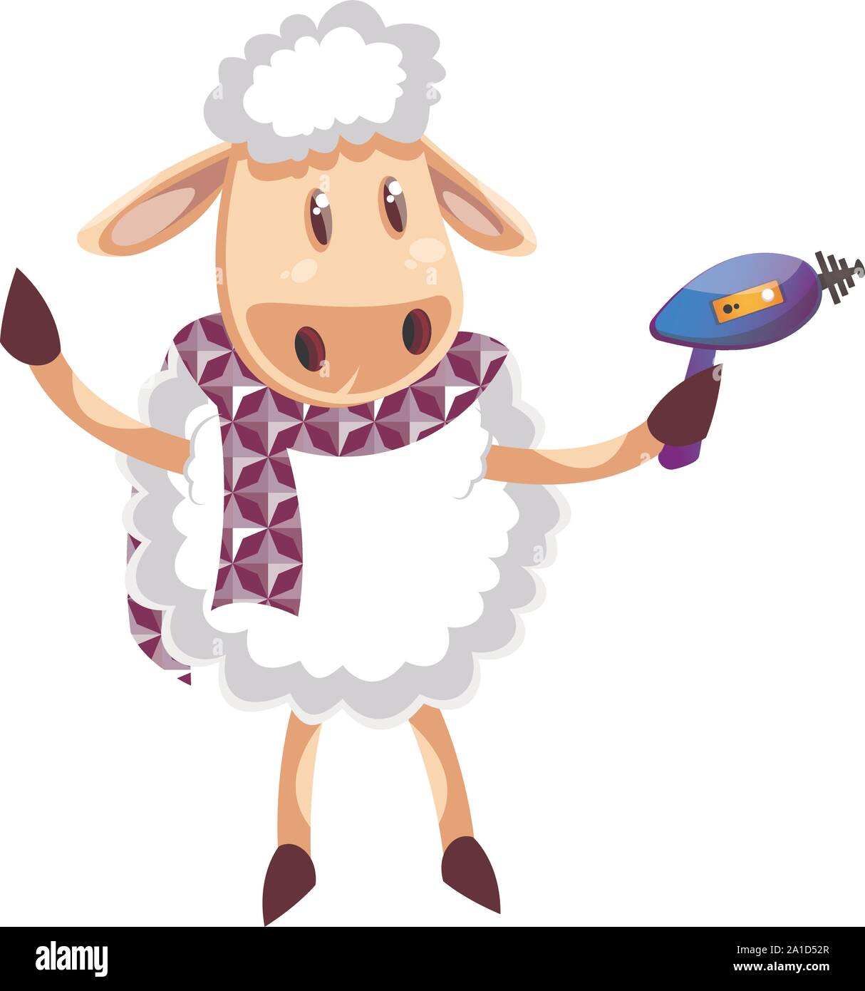 Sheep with laser gun, illustration, vector on white background Stock ...