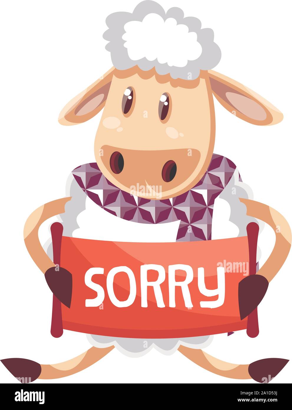 Sheep with sorry note, illustration, vector on white background Stock ...
