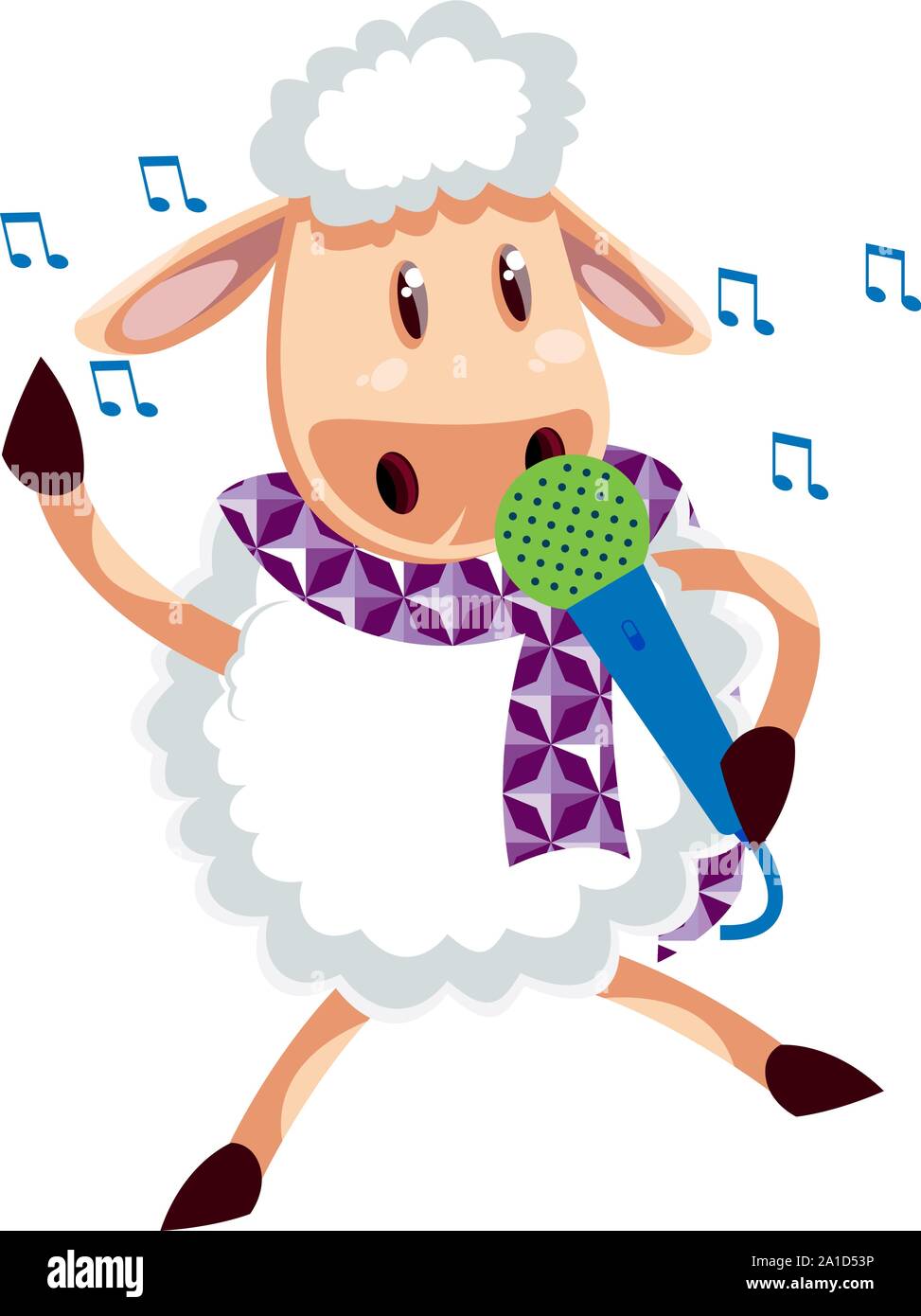 Sheep with microphone, illustration, vector on white background Stock ...