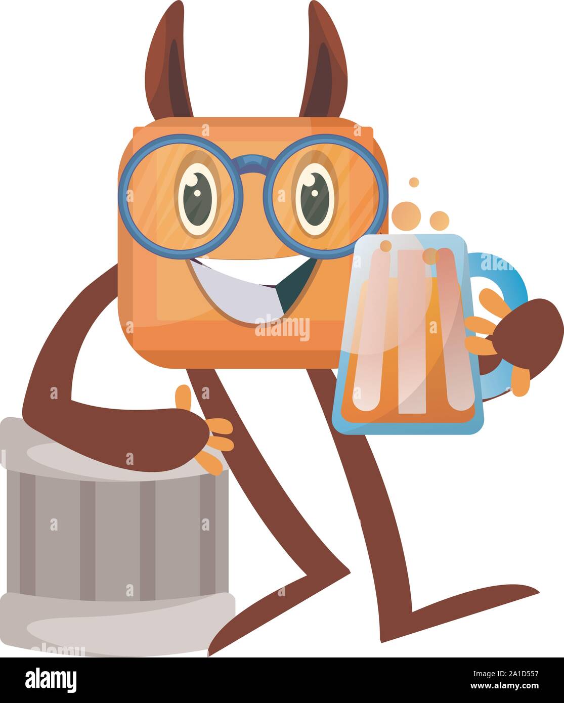 Monster with beer, illustration, vector on white background Stock ...