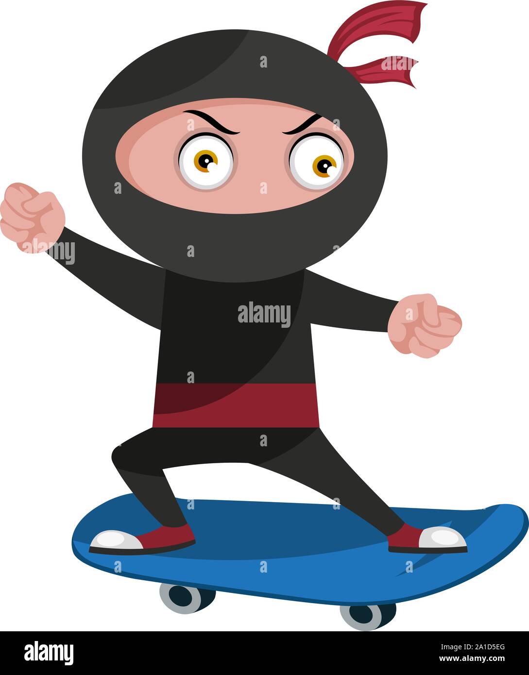 Ninja with skateboard, illustration, vector on white background Stock ...