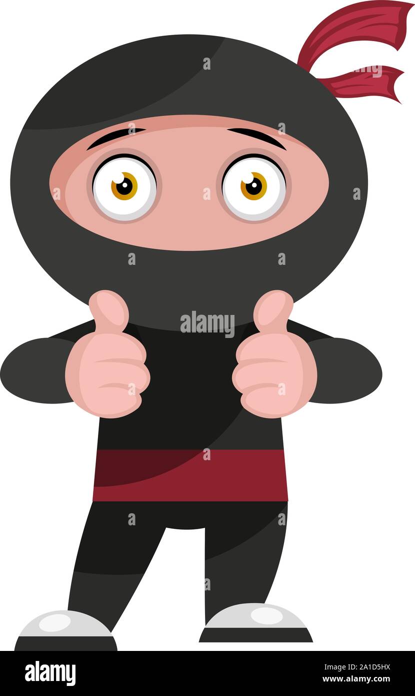 Ninja is ok, illustration, vector on white background Stock Vector ...