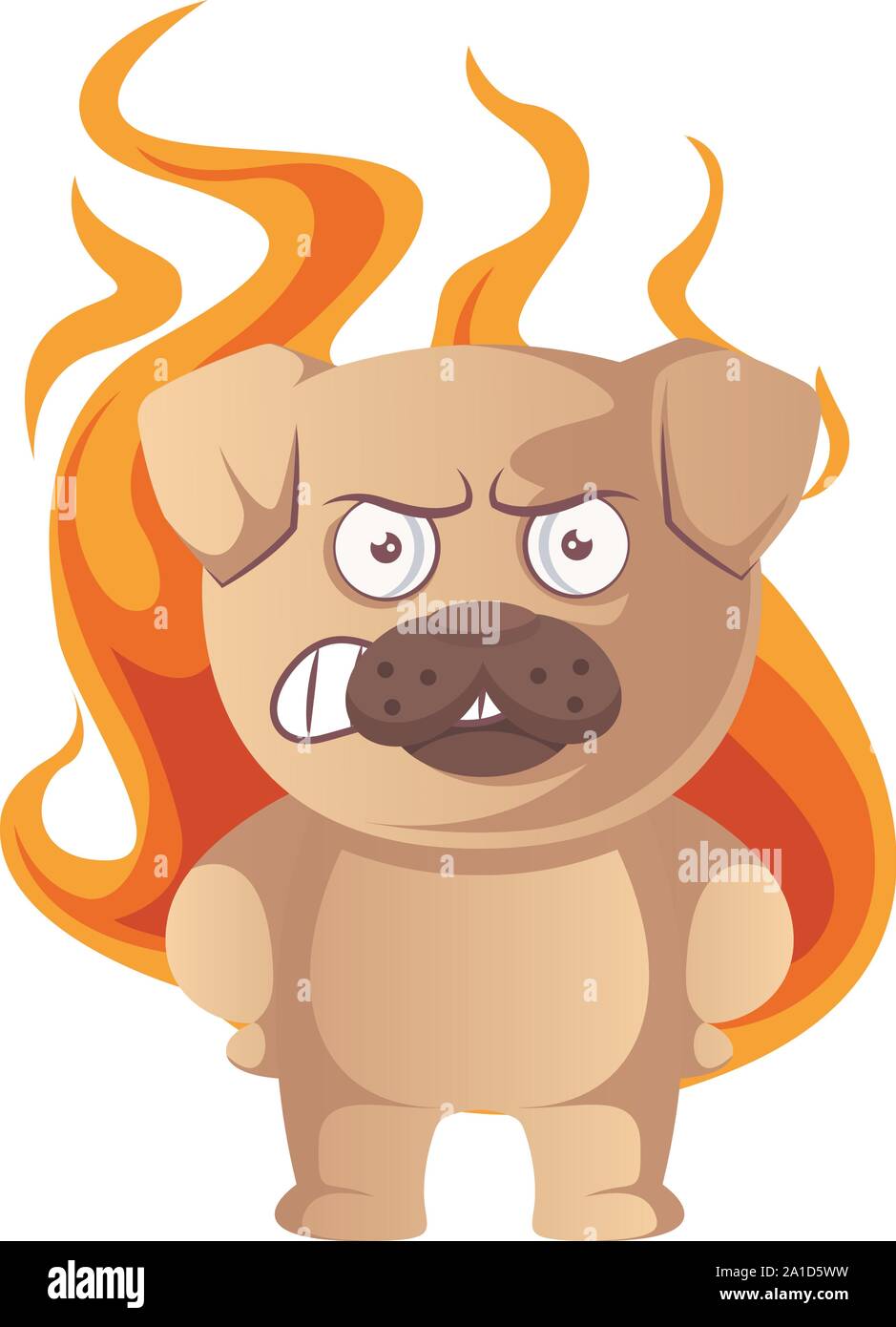 Pug on fire, illustration, vector on white background Stock Vector ...