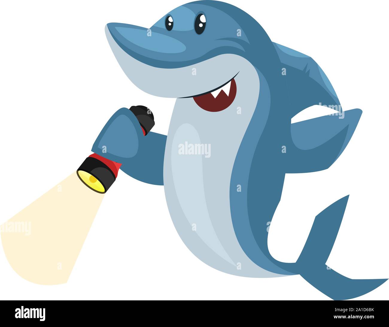 Shark with flashlight, illustration, vector on white background Stock ...