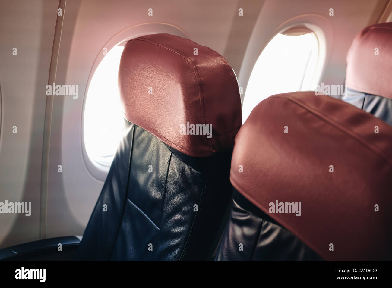empty passenger seat inside airplane. chair in aircraft Stock Photo - Alamy