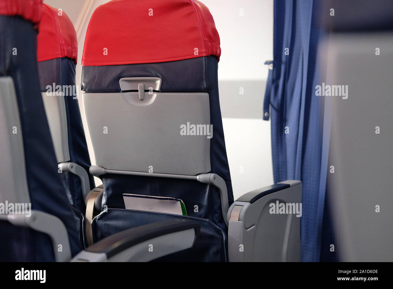 empty passenger seat inside airplane. chair in aircraft Stock Photo - Alamy
