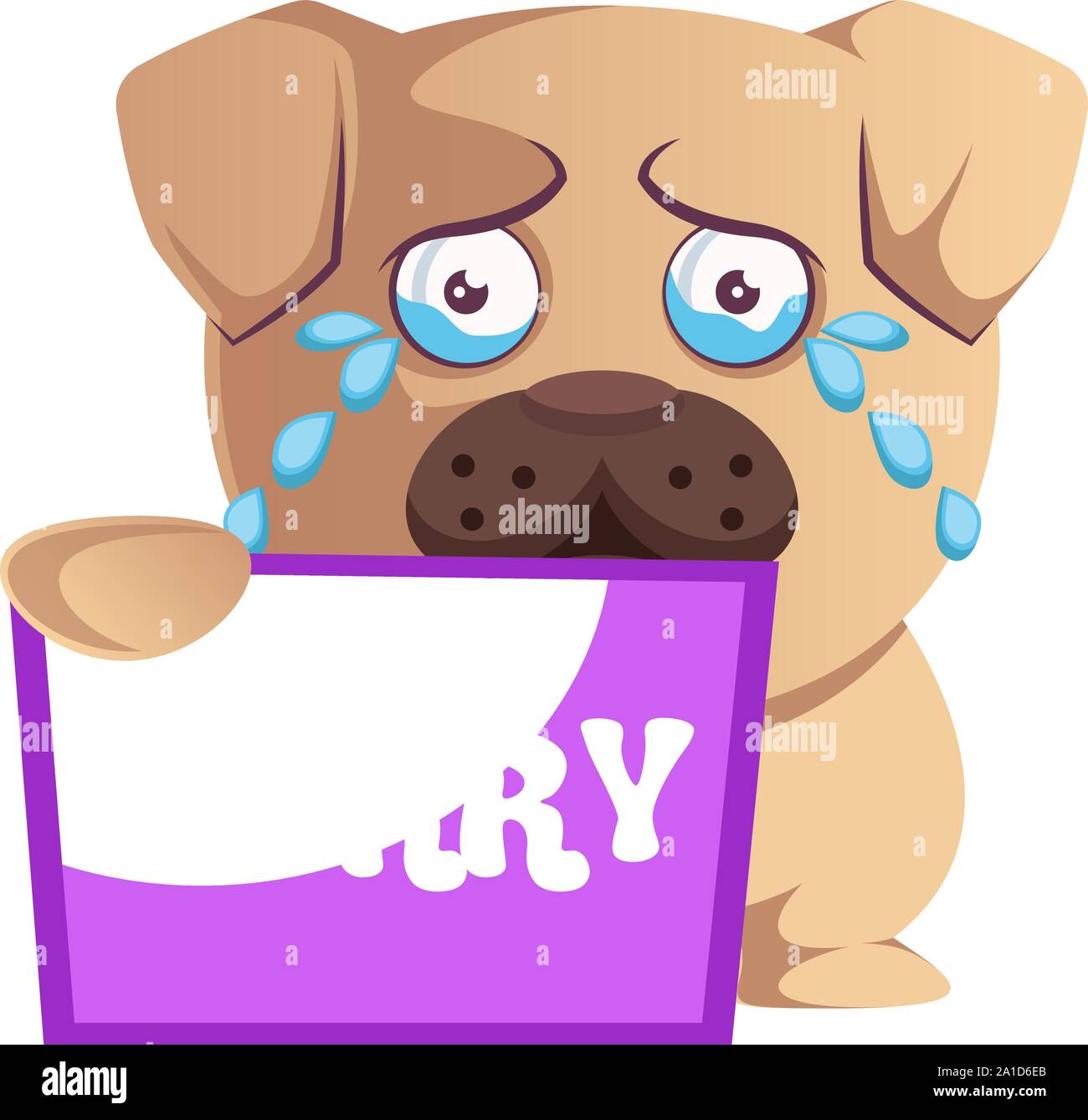 Pug with sorry sign, illustration, vector on white background Stock ...