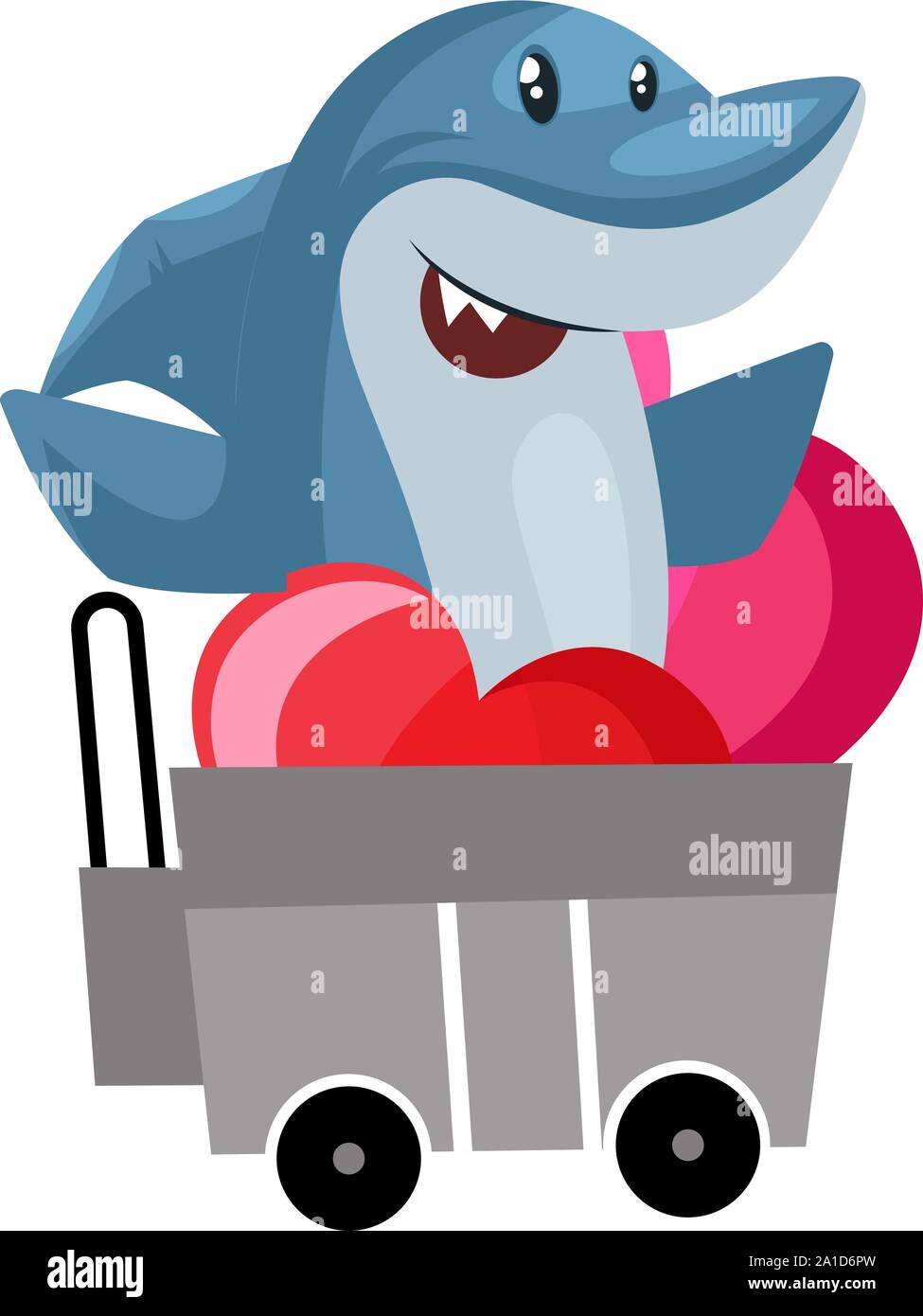 Shark in shopping cart, illustration, vector on white background Stock ...