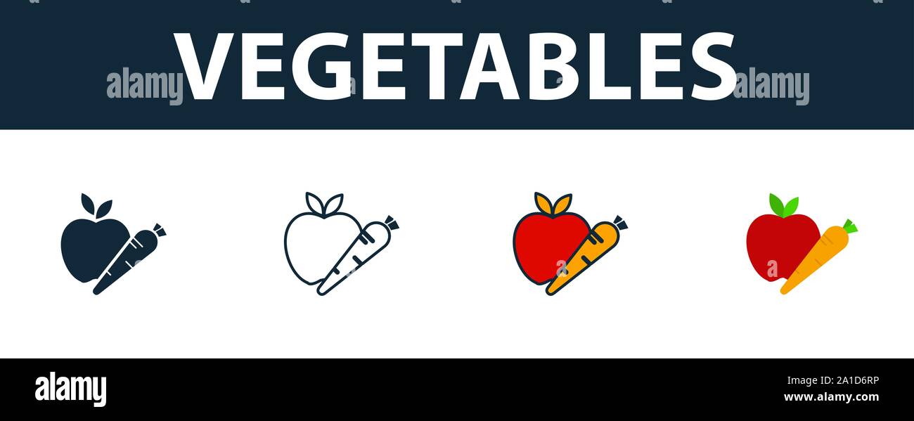 Vegetables icon set. Premium symbol in different styles from fitness ...