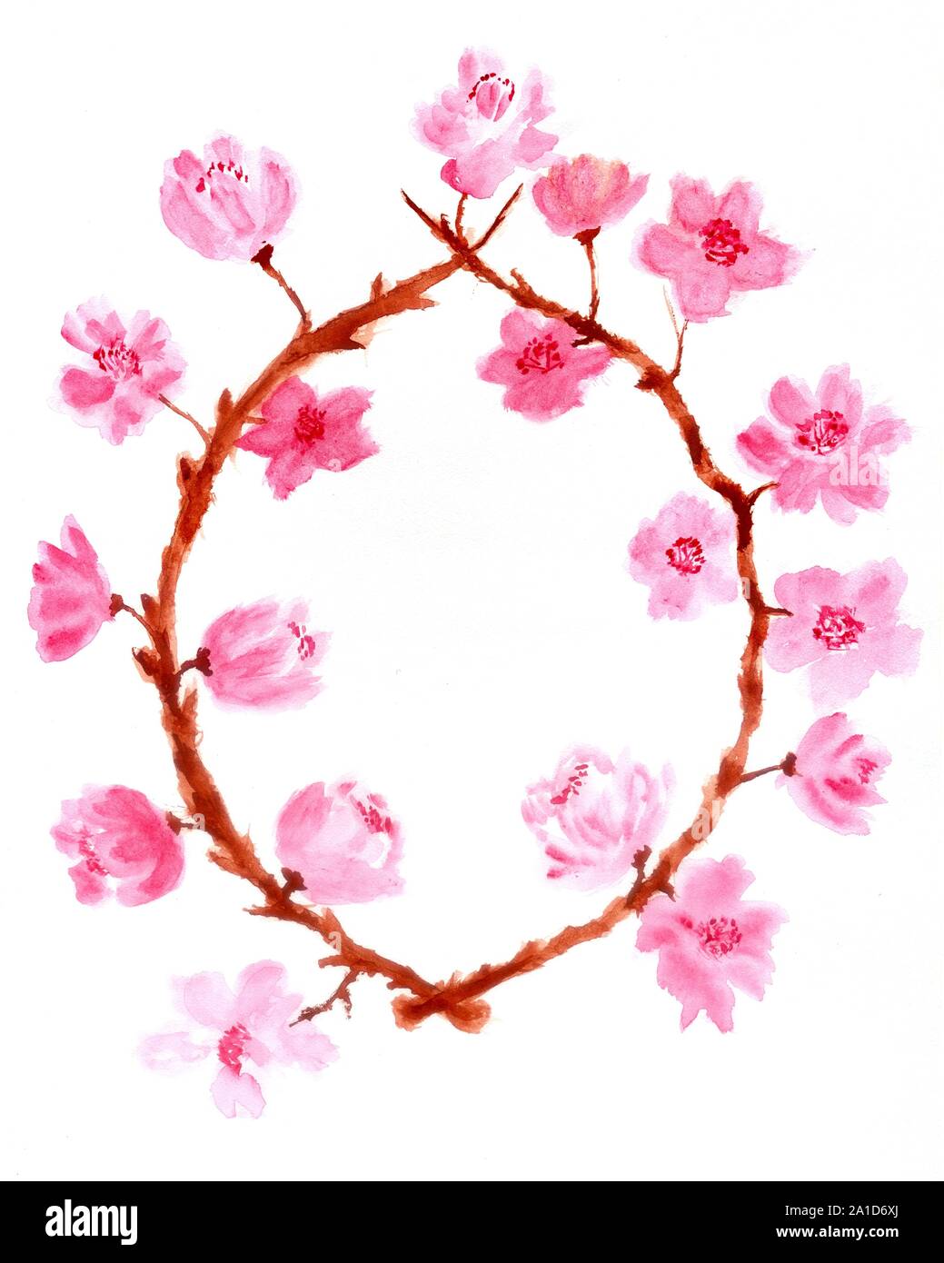 Decorative nature themed frame with flowers in watercolors Stock Photo ...